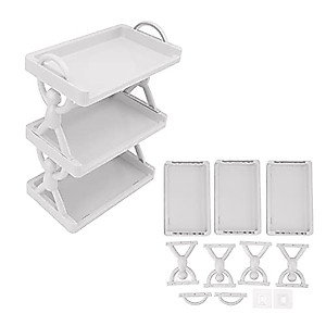 Wall Mounted Storage Shelf, Space Saving Simple Style Wall Storage Rack Drain Hole for Bathroom for Cosmetics for Spices for Skin Care Products(Grey, 3 Layers)