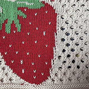 Women Fairycore Hobo Bag Trendy Strawberry Knitted Shoulder Bags Mesh Hollow Tote Bag Aesthetic Fairy Grunge Beach Purse (Green)