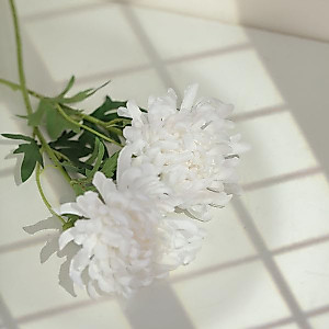 Efavormart 3 Stems | White 27" Artificial Silk Chrysanthemum Bouquet Flowers, Large Faux Mum Branches