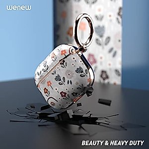 wenew case for AirPods 3, AirPod 3 case for Women, AirPods 3rd Generation case, Key Chain, LED Visible, Heavy Duty, Support Wireless Charging (Gray)
