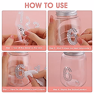 Prasacco 98 Pcs Glitter Letter Stickers Number Stickers, Rhinestone Letter Stickers Alphabet Stickers Silver Letter Stickers Cute Shiny Letters Stickers for DIY Crafts