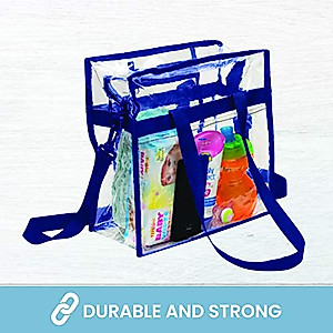Bags for Less Clear Bag Stadium Approved Tote with Handles Double Zippers Adjustable Shoulder Straps