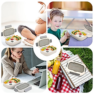 Vensp Bento Box Kid,1.3L Bento Box Adult Lunch Box,Lunch Box Containers for Kid/Adult/Toddler,Bento Boxes with 4 Compartments&Utensiles,Leak Proof,Microwave/Dishwasher/Freezer Safe(White)