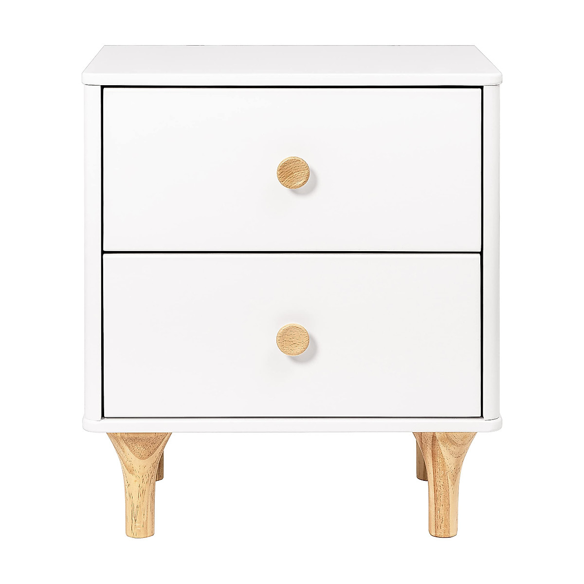 Babyletto Lolly USB Port Nightstand, in White and Natural