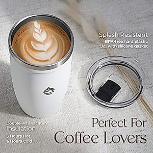 Personalized Vertical Name Engraved Insulated Tumbler, 16 oz. Stainless-Steel Travel Mug with Slide Lid, Custom Gift (Snow)