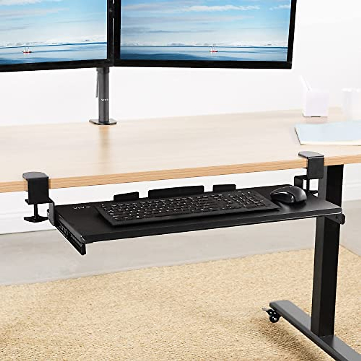 VIVO Large Under Desk Keyboard Tray - Pull Out Clamp Mount