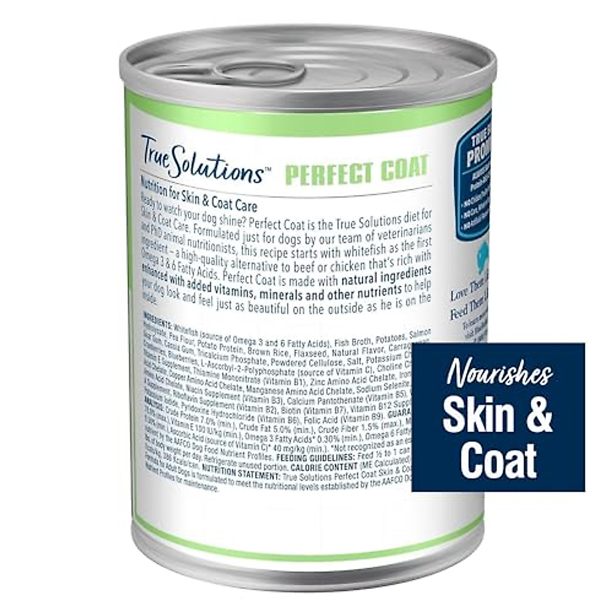 Blue Buffalo True Solutions Skin & Coat Care Adult Wet Dog Food, Made with Natural Ingredients and Wholesome Grains, Whitefish, 12.5-oz. Cans (12 Count)
