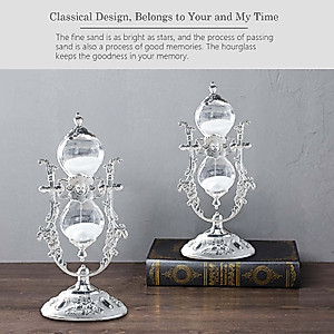 Hourglass Sand Timer Decorative,360° Rotating Metal White Sand Watch 30 Min,Antique Hour Glass Decor for Office Desk- Crafts,Gifts(B)