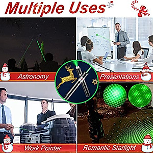 Green Laser Pointer High Power, High Power Laser Pointer Long Range Strong Green Laser Light Pointer USB Rechargeable Lazer Pointer Pen for Presentations Teaching Astronomy Hunting High Laser Pointer