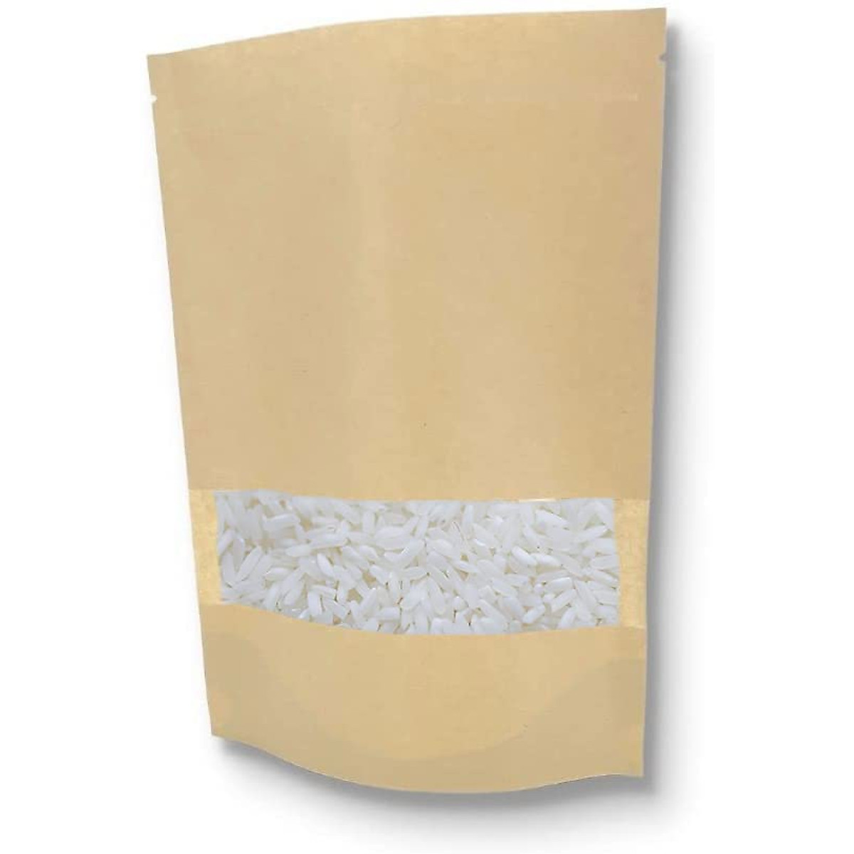 All Day Gourmet 100 pcs Kraft One Pound Stand Up Pouches, Ziplock Bags with Transparent Window, Reusable, ReSealable Tab Lock Brown Window Cookie Coffee Treat Bags-7.0X11.8 inches, ADGW1POUND