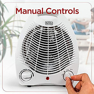 BLACK+DECKER Space Heater, for Office Desk, Home Office & Portable Desk, Personal Heater with 3 Settings, Desk Heater with Adjustable Thermostat, Black & White