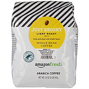 AmazonFresh Just Bright Whole Bean Coffee, Light Roast, 32 Ounce