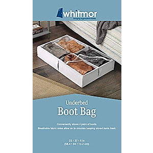 Whitmor Underbed Boot Bag, 4 Section, White