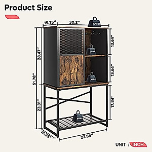 Bestier Wine Bar Cabinet for Liquor and Glasses Coffee Station Buffet Sideboard with Wine Glass Rack Mini Bar for Home Kitchen Storage Cabinet with Sliding Door and Open Shelf