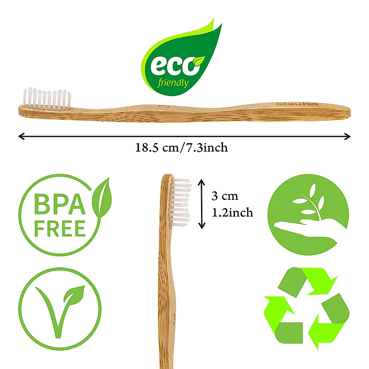 Bamboo Toothbrushes Medium Bristles 5-Pack – 4 White Wooden Toothbrushes, 1 Black Charcoal Toothbrush – Biodegradable Natural Eco Friendly