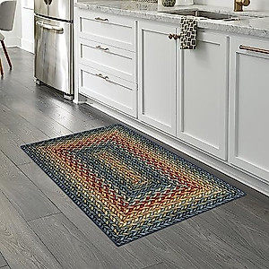 Maples Rugs Marion Braid Kitchen Rugs Non Skid Accent Area Carpet [Made in USA], Multi, 2'6" x 3'10"