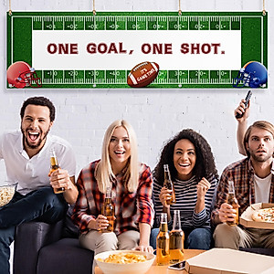 Tegeme Giant Football Party Banner 67 x 20 Inch Football Field Backdrop DIY Football Birthday Party Decorations Customizable Sports Backdrop with 14 Sheet Letter Sticker Baby Shower Tailgate