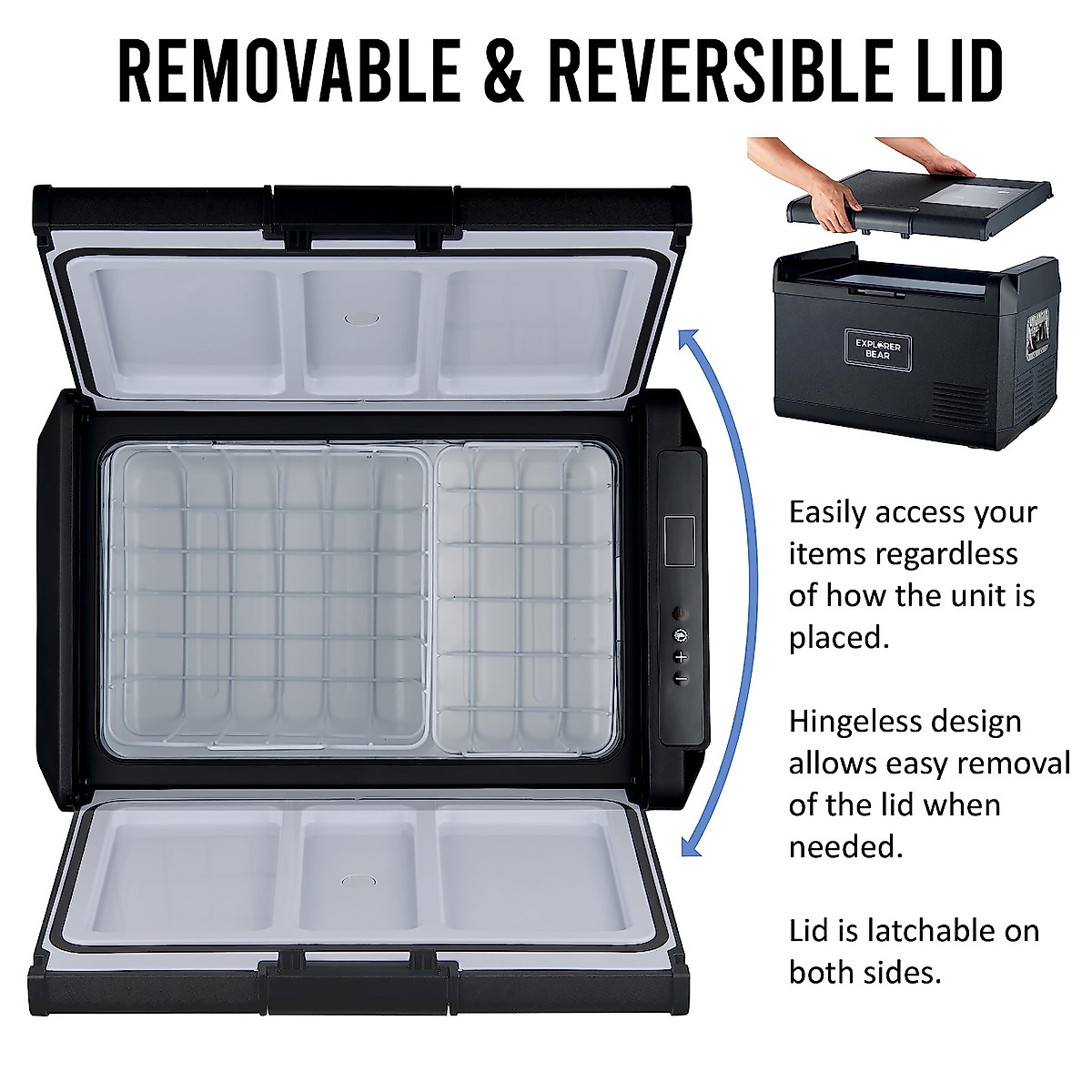 Explorer Bear 12 Volt Refrigerator 12V Car Fridge 40L/42.3Qt 12/24V DC 110-240V AC Portable Freezer Compressor Cooler 0℉-50℉ 3-Year Warranty For Truck Van RV SUV Boat Trailer Travel Road Trips Camping