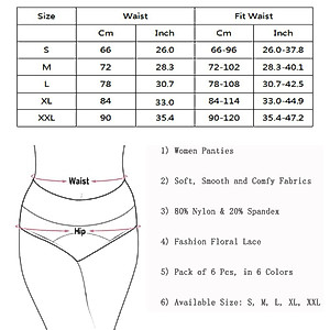 RUNYA Womens Lace Boyshort Panties Underwear Briefs, Pack of 6 (6 colors, Medium)