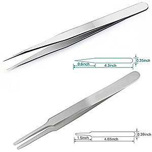 6PCS Precision Tweezers Set, Premium Anti-Static Stainless Steel ESD Tweezers Set Kit for Electronics, Sodlering, Jewelry, Craft, Laboratory Work, DIY