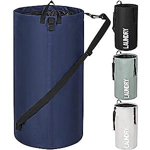 Chrislley 106L Extra Large Laundry Hamper with Drawstring Dorm Room Backpack Laundry Bag Collapsible Laundry Basket for College Students Travel Day Trip（Dark Blue）