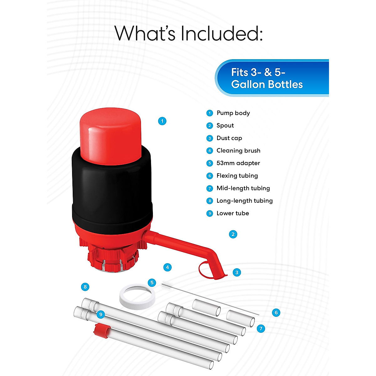 Brio Universal Manual Drinking Water Pump (Red/Black)
