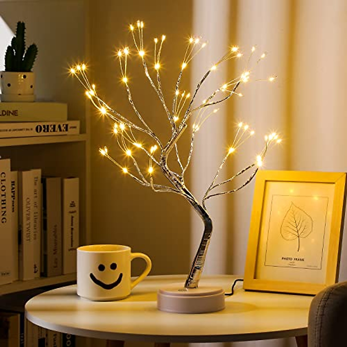 Roowest 2 Pcs 20" Tabletop Bonsai Tree Light Lamp 108 Led Copper Wire String Lamp Battery/USB Operated DIY Artificial Tree Warm White Fairy Light for Indoor Home Bedroom Desktop Christmas Trees Decor