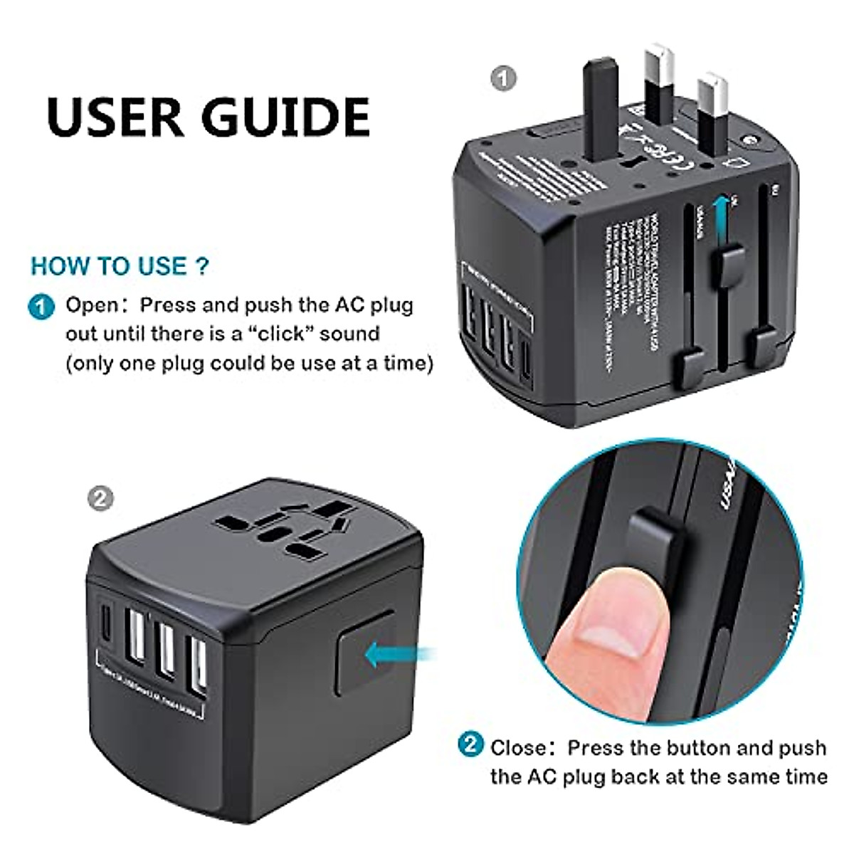 Universal Travel Adapter with USB-C & USB Ports | Worldwide Power Solution