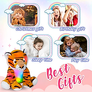 Athoinsu 11'' Light up Tiger Stuffed Animal with LED Night Light Glow in Dark Soft Plush Toy Valentine's Day Children's Day Birthday for Toddlers Kids