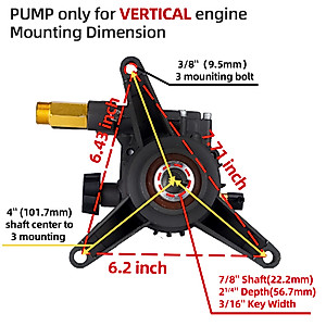 SANOL Max 3000 PSI Pressure Washer Pump 2.5 GPM Rear Outlet Vertical 7/8" Shaft OEM & Replace Ment Pump for Power Washer, Fits: 308653045, 308653093, 308653052, 308653078…