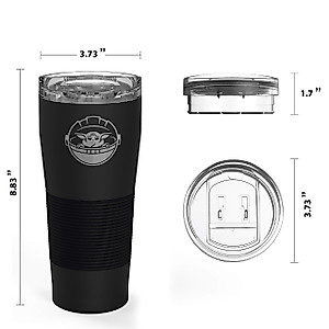 Zak Designs Star Wars The Mandalorian Vacuum Insulated Stainless Steel Lynden Wrap Tumbler (Baby Yoda/The Child, 28 oz, BPA-Free)