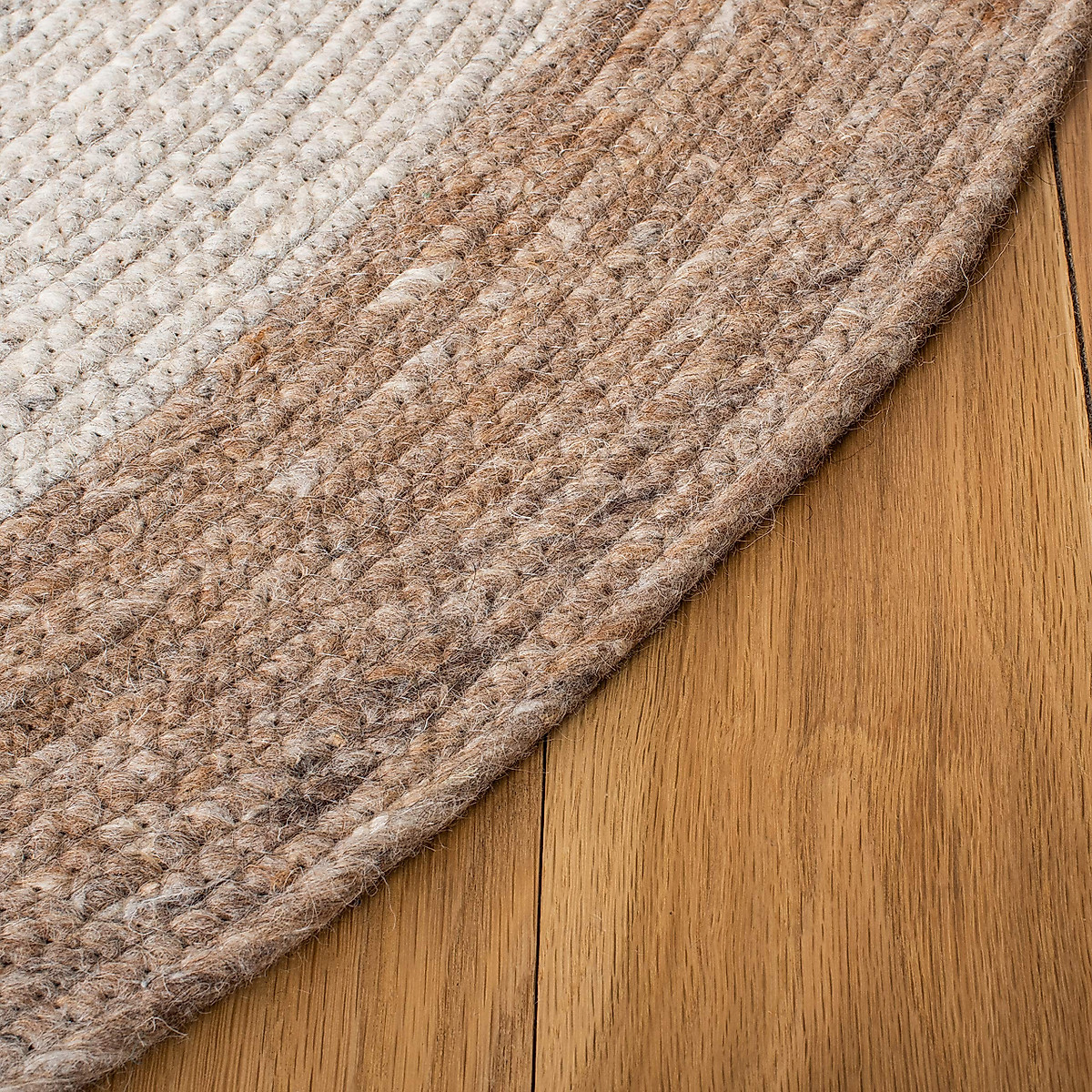 SAFAVIEH Braided Collection Area Rug - 8' x 10' Oval, Beige & Ivory, Handmade Country Cottage Reversible Wool, Ideal for High Traffic Areas in Living Room, Bedroom (BRD903B)