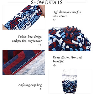 SATINIOR 6 Pieces Women African Turban Flower Knot Pre-Tied Bonnet Beanie Cap Headwrap