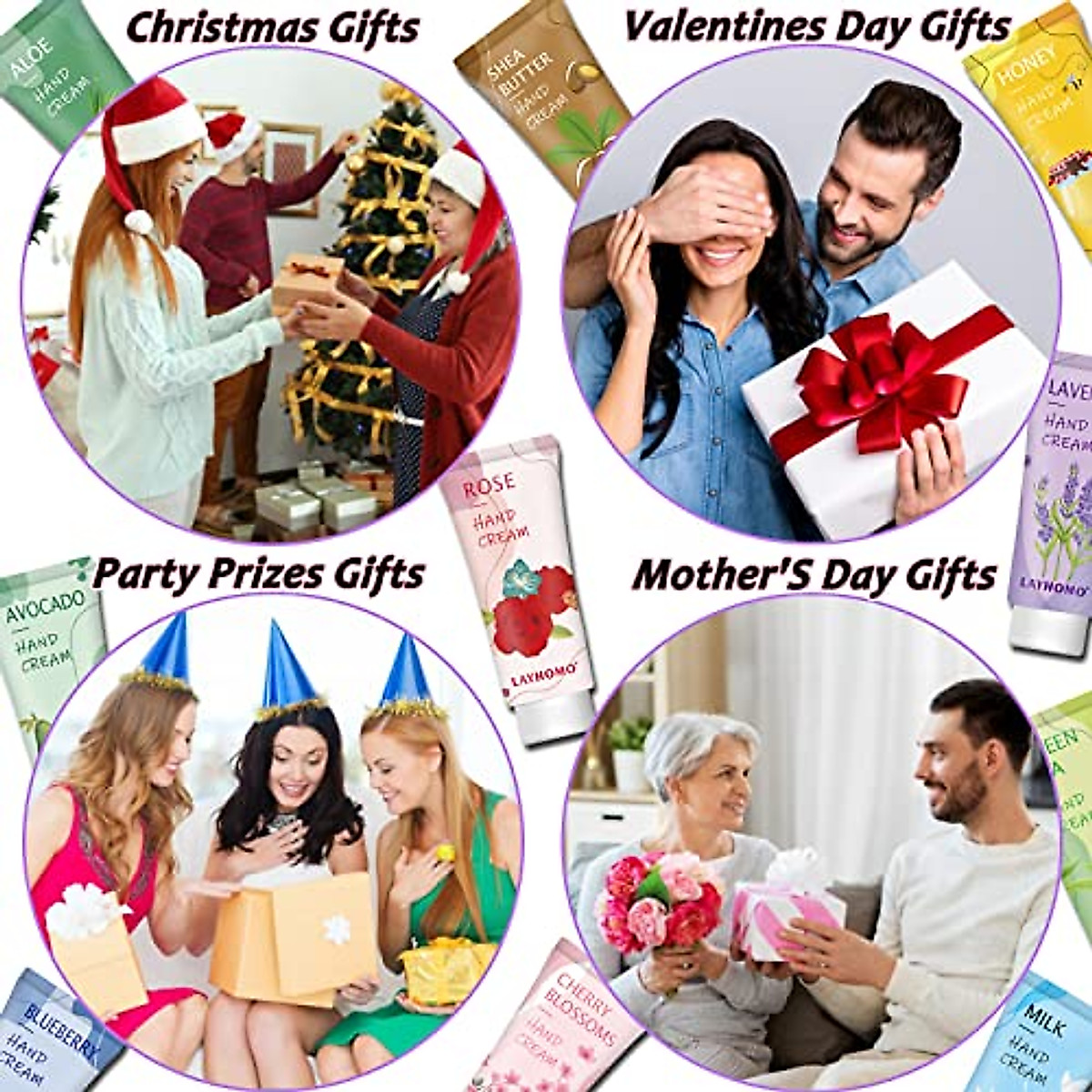 20 Pack Hand Cream Gift Set for Women,Hand Lotion for Dry Cracked Hands,Moisturizing Body Lotion With Vitamin E,Natural Plant Fragrance Travel Size Mini Lotion Bulk Valentine Day Gifts for Her and Mom