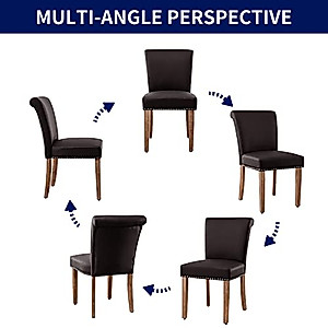 subrtex Dining Set Parsons Chairs, Large Set of 2, Leather/Brown