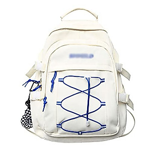 DINGZZ Large Capacity Drawstring Backpack Multi-Pocket Waterproof Nylon Book Bag College Girl Backpack (Color : Black, Size : 35 * 15.5 * 44CM)
