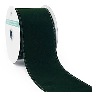 Dark Green Velvet Ribbon 2.5 Inch x 10 Yards for Christmas Tree Topper Home Decoration Wreath Gift Wrapping DIY Craft