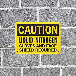 SmartSign "Caution - Liquid Nitrogen, Gloves And Face Shield Required" Sign | 7" x 10" Plastic