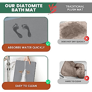 DCG Center Bathroom Stone Mat, Dark Grey, 23.62 x 15.75 inches