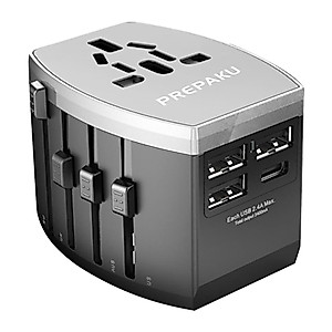 Universal Travel Adapter,with 3 USB 1 Type-C,Universal Power Adapter, International Plug Adaptor,All in One Worldwide International Wall Charger AC Plug Adaptor,for USA EU UK AUS