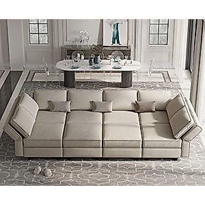 Belffin Modular Sectional Sofa with Storage Chaises Sleeper Couch 8 Seat Bed Grey…