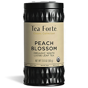 Tea Forte Peach Blossom Organic White Tea, Makes 35-50 Cups, 3.53 Ounce Loose Leaf Tea Canister