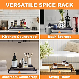 BAOTOUR Tiered Spice Rack Organizer for Cabinet,Spice Rack for Cabinet,Spice Shelf Organizer for Cabinet,Spice Storage for Inside Cabinet (Metal,Expandable,4 tier)