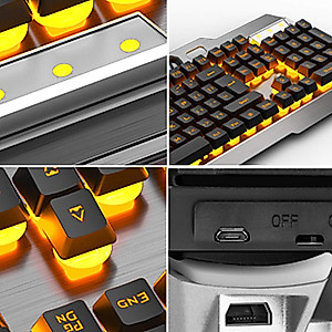 Wireless Keyboard & Mouse Set, Multi-Functional Backlight Mechanical Ergonomic Gaming Keyboard & Adjustment 2400DPI Optical Mouse Comb for Desktop, Computer, PC