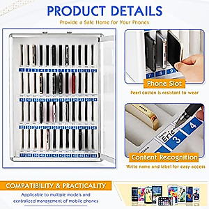 Ozzptuu 48 Slots Aluminum Alloy Pocket Chart Storage Cabinet for Cell Phones,Wall-Mounted with a Locked,Can be Carried by Hand (48 Slots)