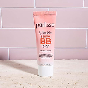 purlisse Ageless Glow Serum BB Cream SPF 40 : Clean & Cruelty-Free, Full & Flawless Coverage, Hydrates with Collagen | Light 1.4oz