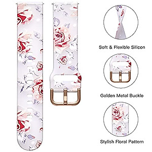 GEAK Compatible with Samsung Galaxy Watch 5 Band/Samsung Watch 4 Bands/Galaxy Watch 4 Band 40mm 44mm, 20mm Silicone Bands for Samsung Watch 5 Bands/Galaxy Active 2 Watch Band Women Men Pink Flower