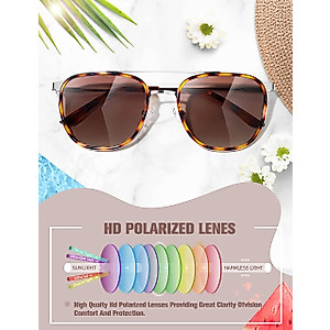 BIRCEN Women Sunglasses Polarized UV - Protection Womens Round Brown Trendy Aviator Sunglass BC2002