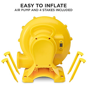 Sunny & Fun Deluxe Adventure Inflatable Water Slide Park – Heavy-Duty for Outdoor Fun - Climbing Wall, 2 Slides & Splash Pool – Easy to Set Up & Inflate with Included Air Pump & Carrying Case