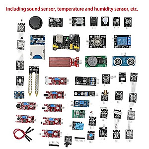 45Pcs Sensors Modules Starter Kit Sensor Module Clock Board Temp Sensor Module Electronic Component Set Kit for Raspberry Pi